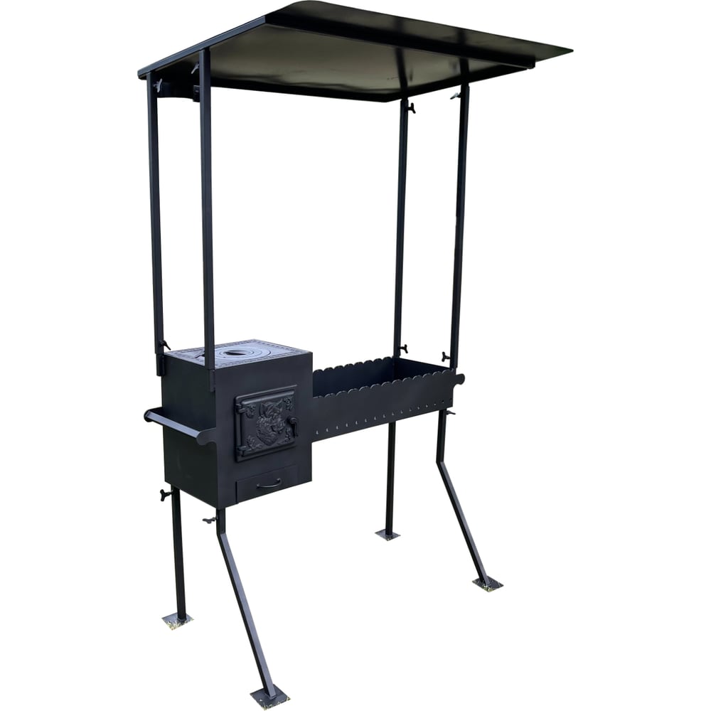 Мангал Резка Металла с крышей и печкой, колосник 8 мм 268 для мяса и ...