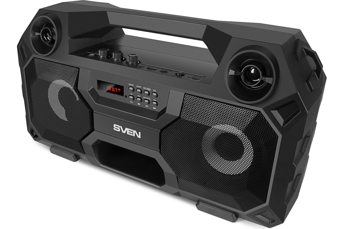 Портативная колонка SVEN АС PS-520 черная, 36 Вт, TWS, Bluetooth, FM, USB, microSD, LED-дисплей ...
