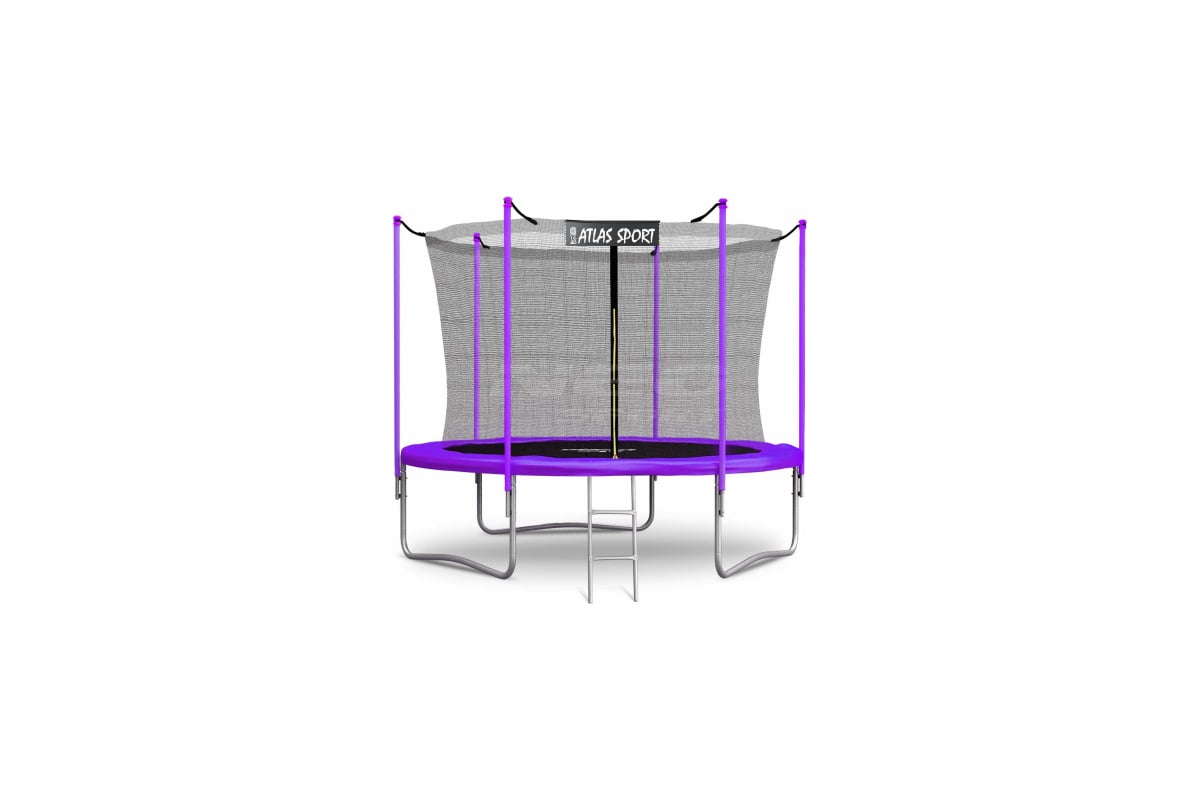 Батут Atlas Sport 252 см 8ft со внутренней сеткой и лестницей PURPLE ...