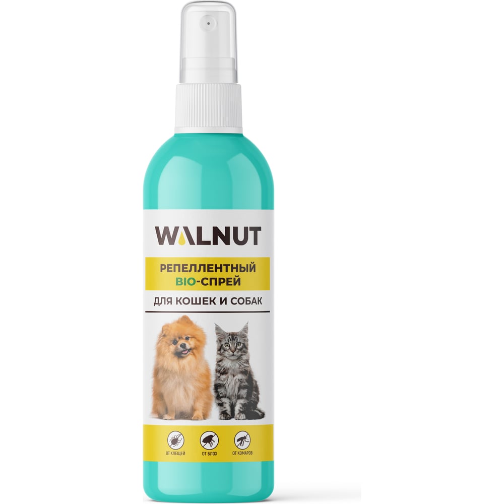Спрей от блох и клещей для собак и кошек WALNUT 200 мл WLN0534 ...