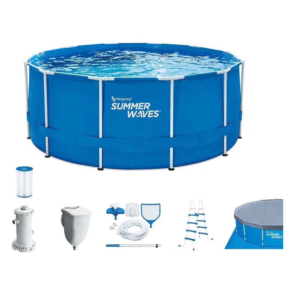 Каркасный бассейн Polygroup 366x132 см, 10250 л, фильтр-насос 3000 л/ч ...