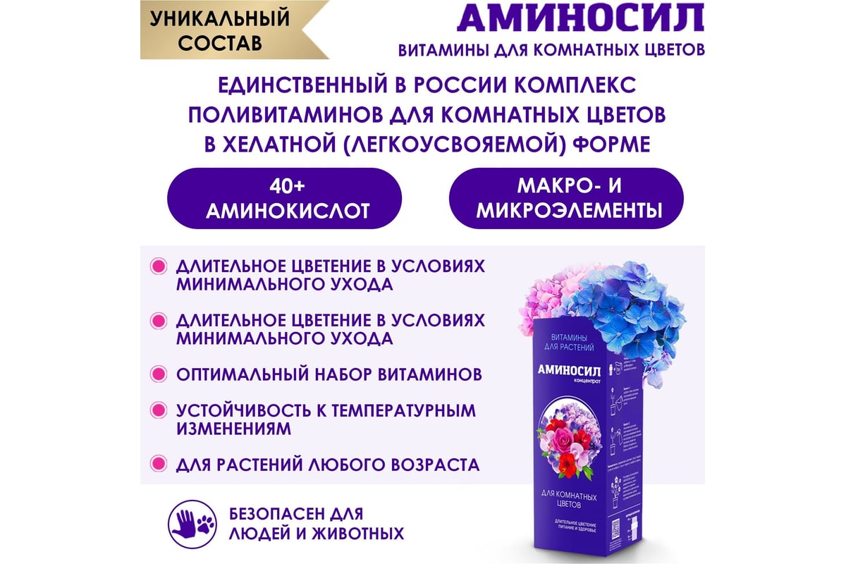 Витамины для комнатных цветов Аминосил концентрат 250 мл 4650243052890 ...