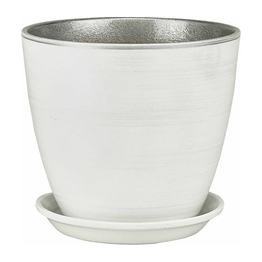 Горшок Сады Аурики РС 04 4 бутон белое серебро, керамика, 21 см, 5 л ...