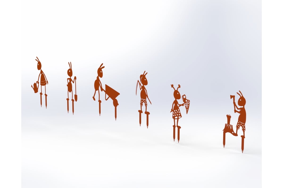 Фигурки садовые металлические ООО Металекс Муравьи 6 шт., оранжевый ...