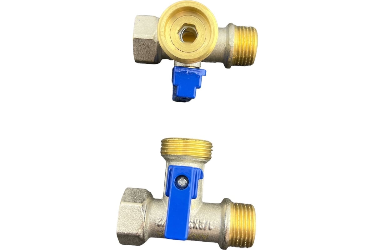 Шаровой трехпроходной кран для стиральной машины GRIALE 1/2" нр x 3/4 ...