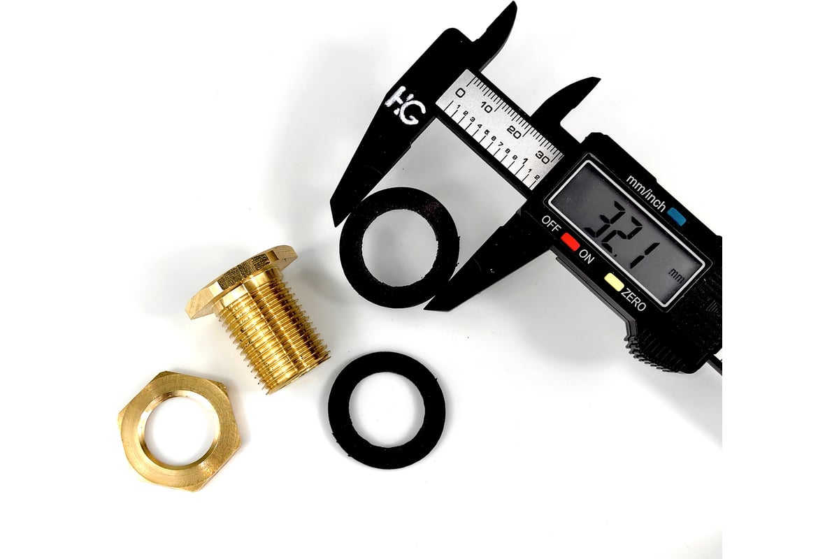 Штуцер для врезки в бочку HG 1/2" короткий+уплотнитель, 2 шт 1894246 ...