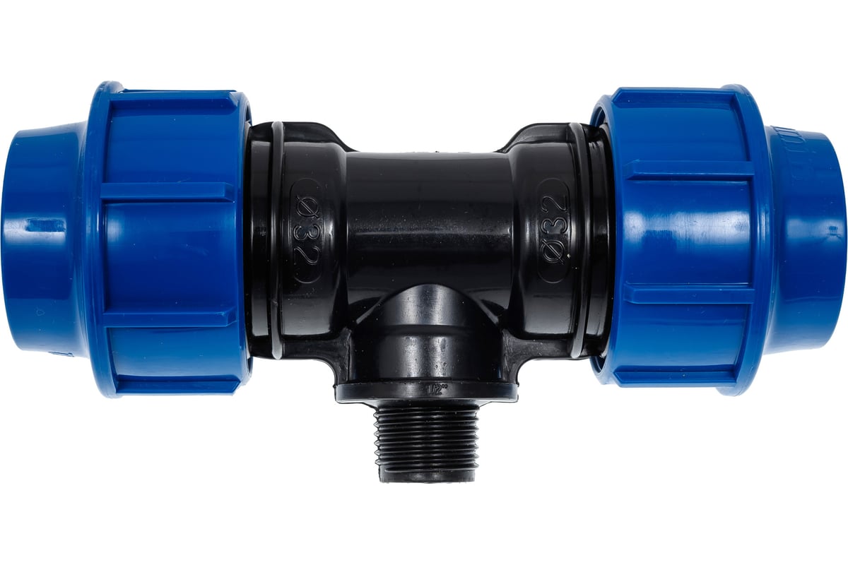 Тройник компрессионный для полиэтиленовых труб LAMMIN наружная резьба ...