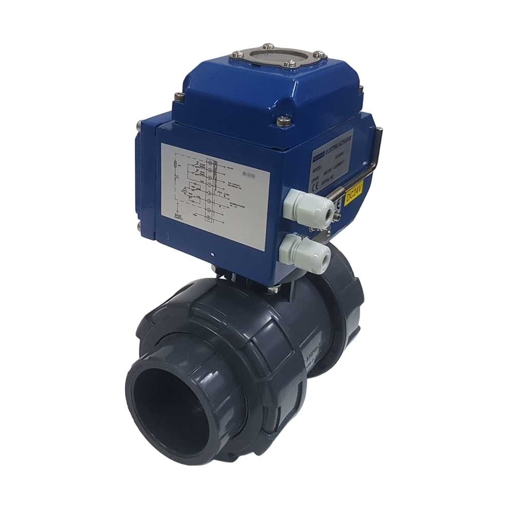 Двухходовой ПВХ шаровый кран TECHNO 2050PVC-NP30DF24V DN50, с ...