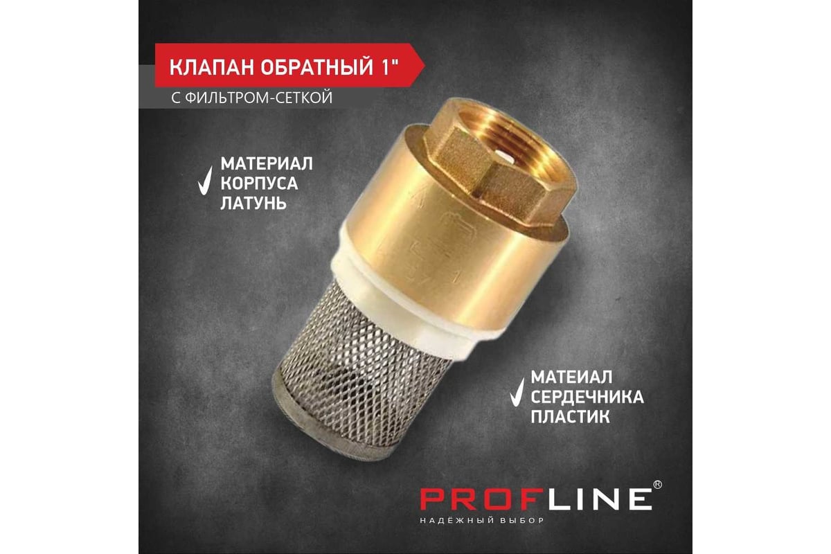 Клапан обратный PROFLINE 1", пластиковый сердечник с сеткой УТ-00041569 - выгодная цена, отзывы ...