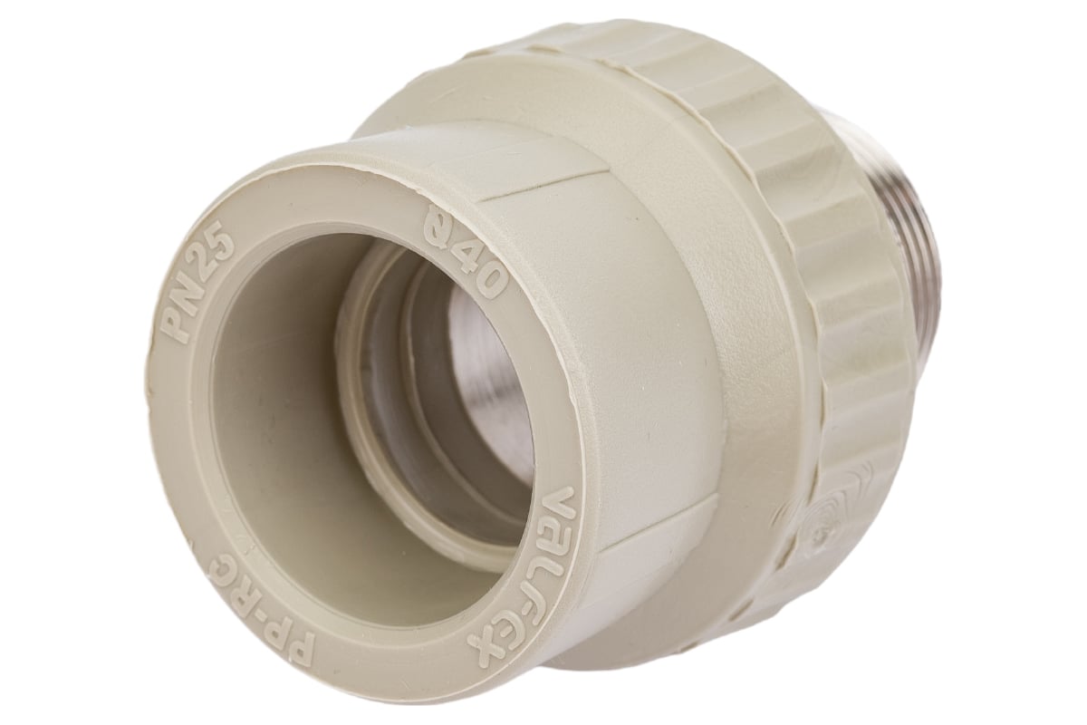 Муфта комбинированная под ключ с наружной резьбой VALFEX PP-R серая, 40 ...