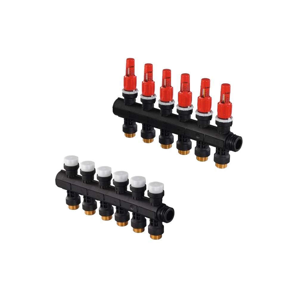 Коллектор с расходомерами Uponor Vario Plus пластиковый, выходы 6х3/4 ...