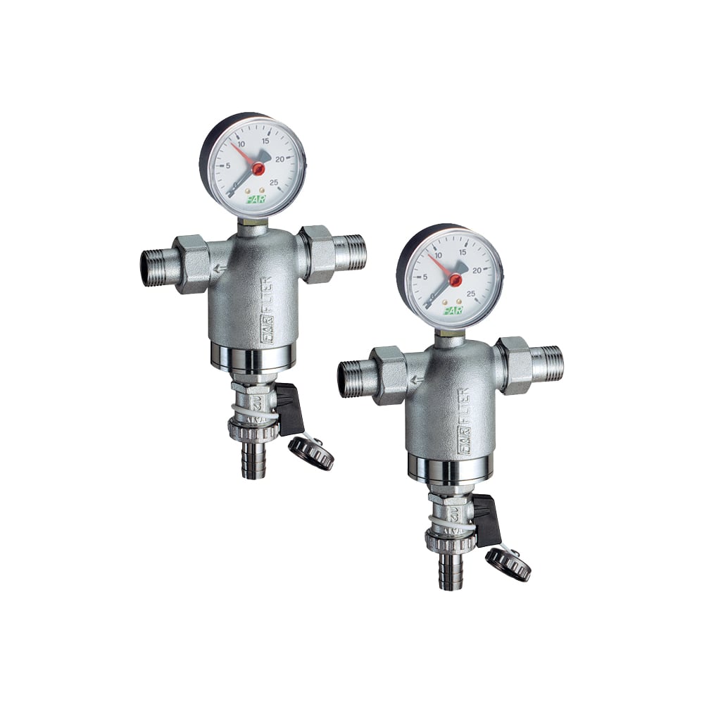 Фильтр FAR 1/2 НР-НР, с манометром, 100 мкм, t max 95 C, 25 бар FA 3944 ...