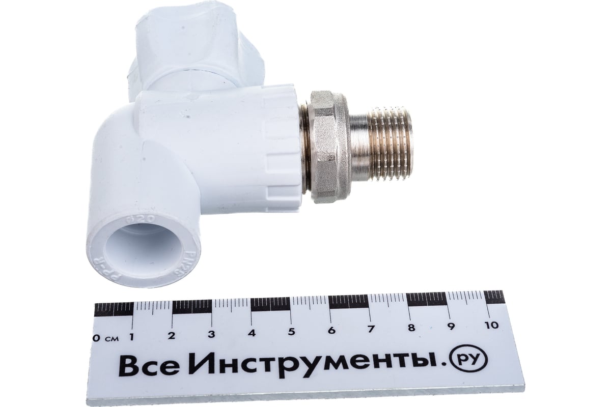 Шаровый кран для радиатора КРОСС PPRC с американкой, угловой 20-1/2 НР ...