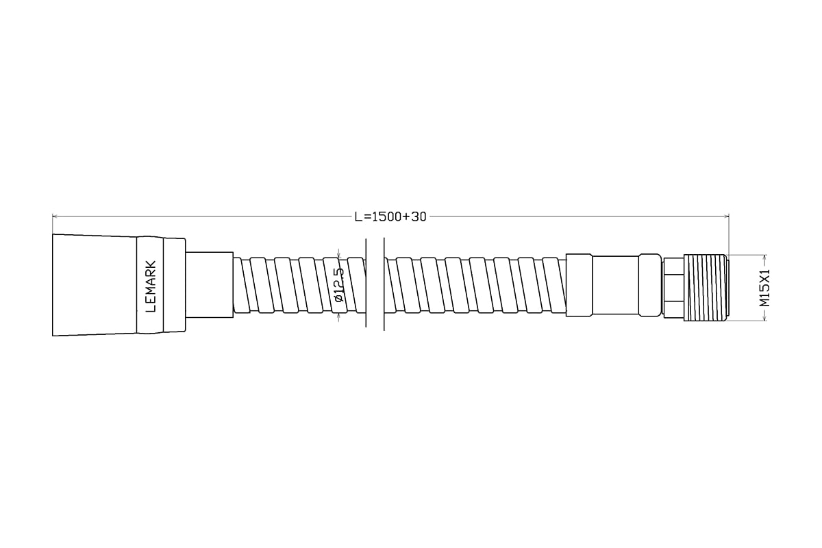 Шланг гибкий для лейки кухонного смесителя Lemark 1.5 м, 1/2-M15, EPDM ...