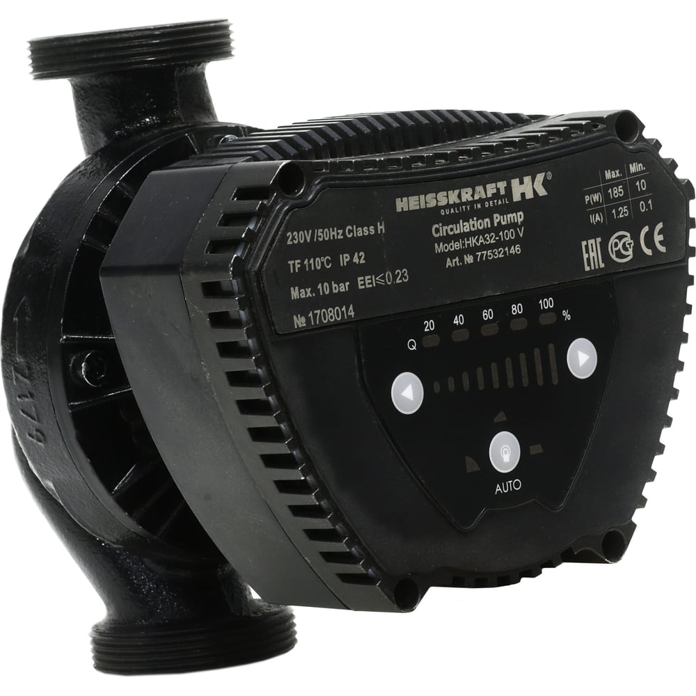 Насос Heisskraft HKA 15-15 B, 1x230 В, G 3/4", PN 10, 80 мм, энергоэффективный, кабель 1.5 м с ...