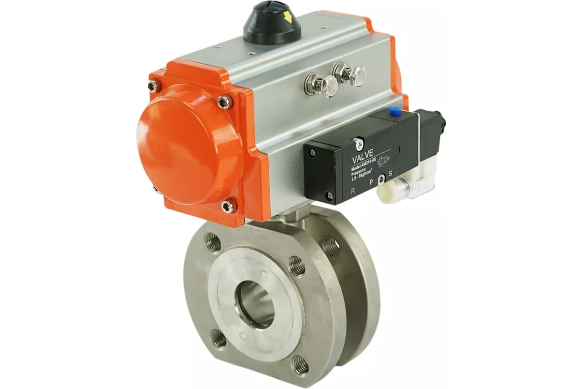 Шаровой кран DN.ru КШмФП.316.200 Ду100 Ру16 пневмопривод, пневмораспред ...