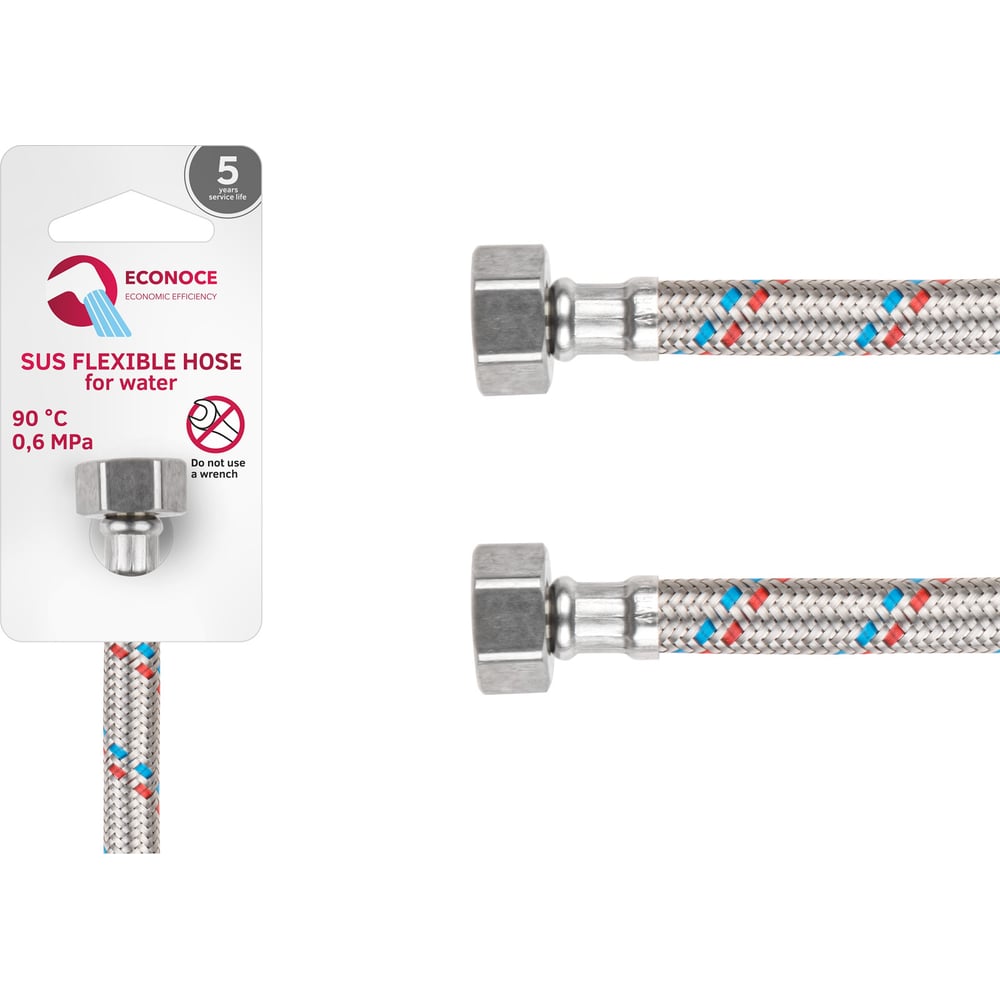 Гибкая подводка ECONOCE SUS, гайка 1/2" - гайка 1/2", 150 см EC020150 - выгодная цена, отзывы ...