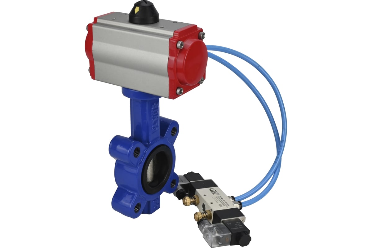 Затвор DN.ru QT450-QT450-EPDM-2W-Fb-H Ду65 Ру16 LUG пневмопривод, пн ...