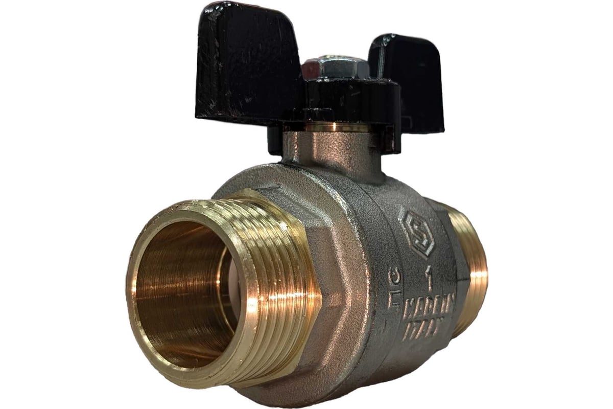 Кран шаровой полнопроходной STOUT НР/НР, ручка бабочка 1" SVB-0006 ...