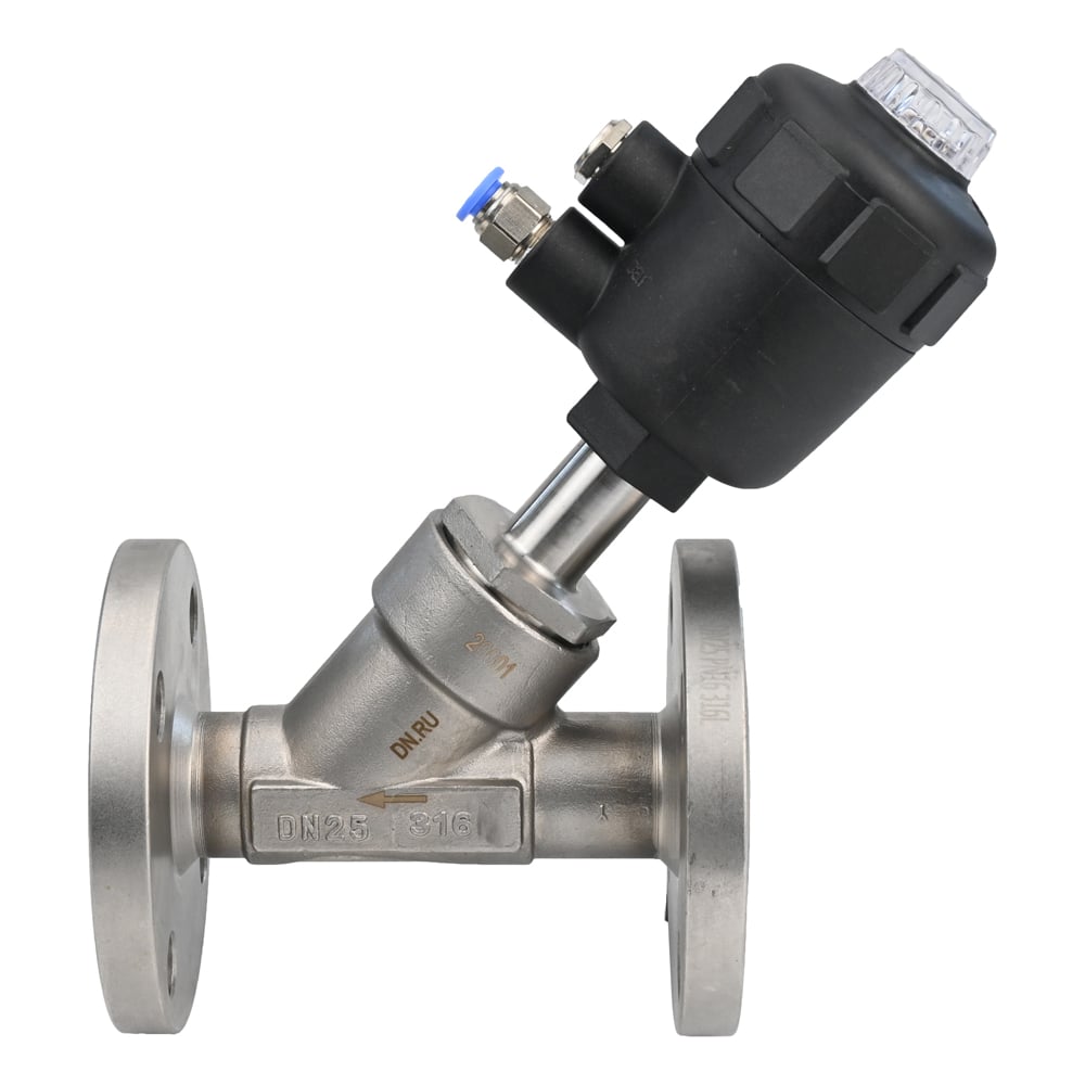 Отсечной пневматический клапан DN.ru 316P-PVF Ду25 Ру16 фланцевый, Y ...