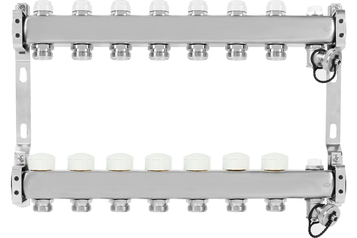 Коллекторная группа из нержавеющей стали COLSYS 803 7 выходов, с отсечными, термостатическими и ...