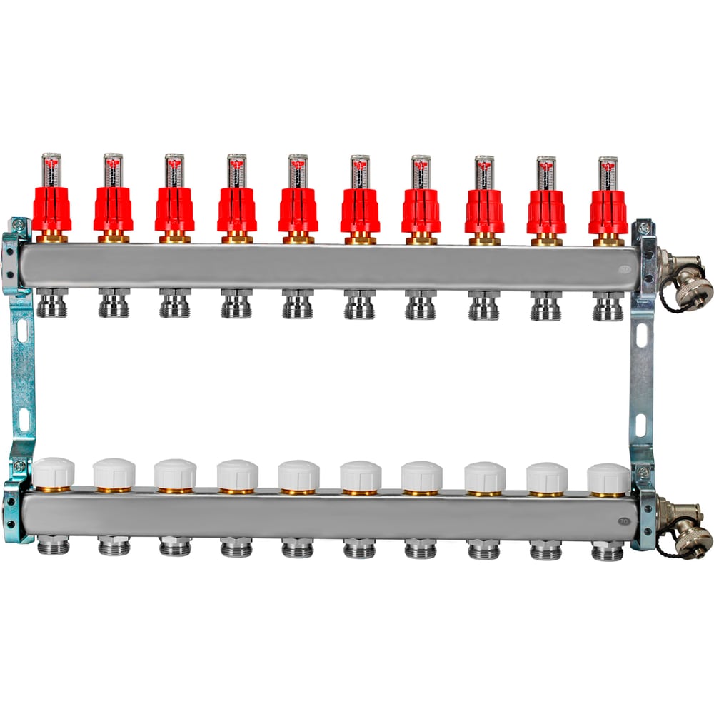 Коллекторная группа COLSYS 804R 10 выходов, с расходомерами, термостатическими и дренажными ...