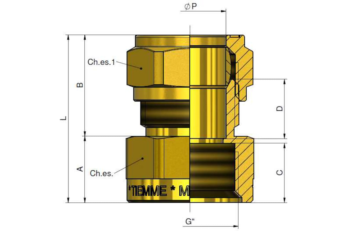 Соединитель для медных труб Tiemme обжим, 1/2"-10 хром 1130005 ...