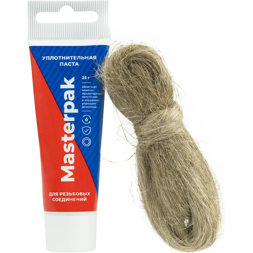 Комплект паста уплотнительная MasterProf Masterpak вода/пар 25 г туба и лен 7 г ИС.131741 ...
