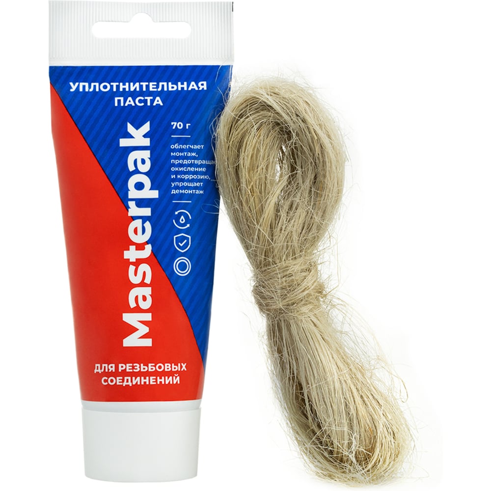 Комплект паста уплотнительная MasterProf Masterpak вода/пар 70 г туба и лен 14 г ИС.131742 ...