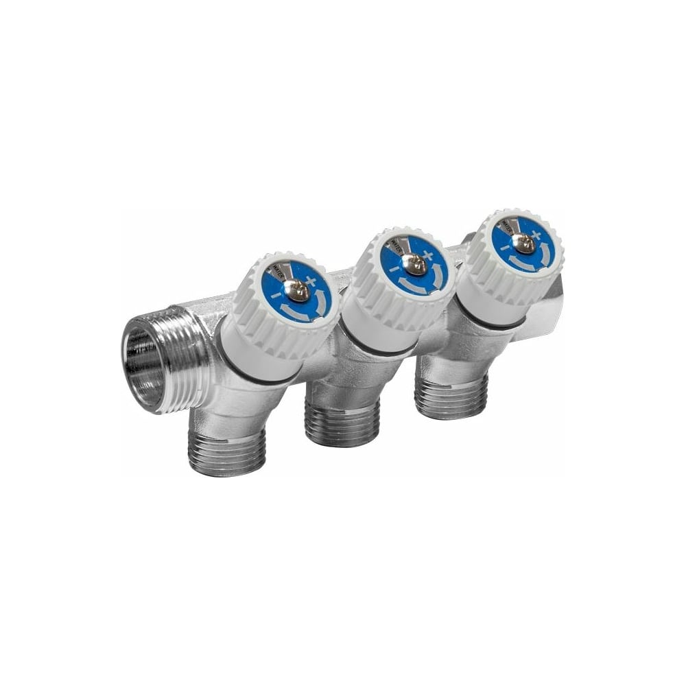 Коллектор с вентилями Comisa 3/4-1/2-3 выхода, никель 8820055 ...