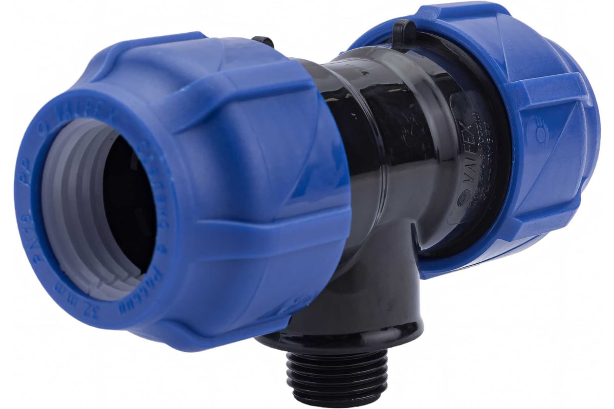 Компрессионный переходной тройник VALFEX ПНД, с наружной резьбой, 32-1/2"-32 1210023201232 ...