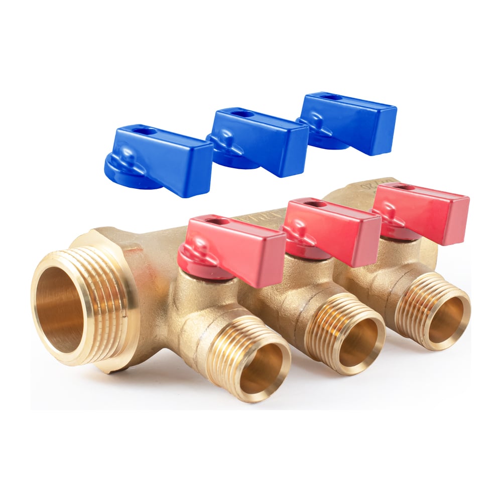 Коллектор с шаровыми кранами PROFACTOR в/н 1" х 3 вых 1/2"нар PF MV 265 ...