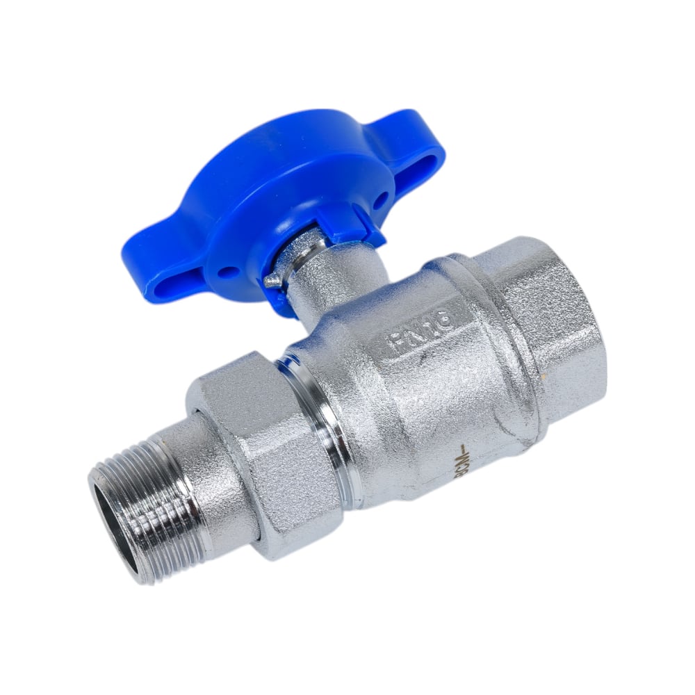 Шаровой кран FARс американкой, хром, 3/4", синяя ручка FS 3052 34B ...