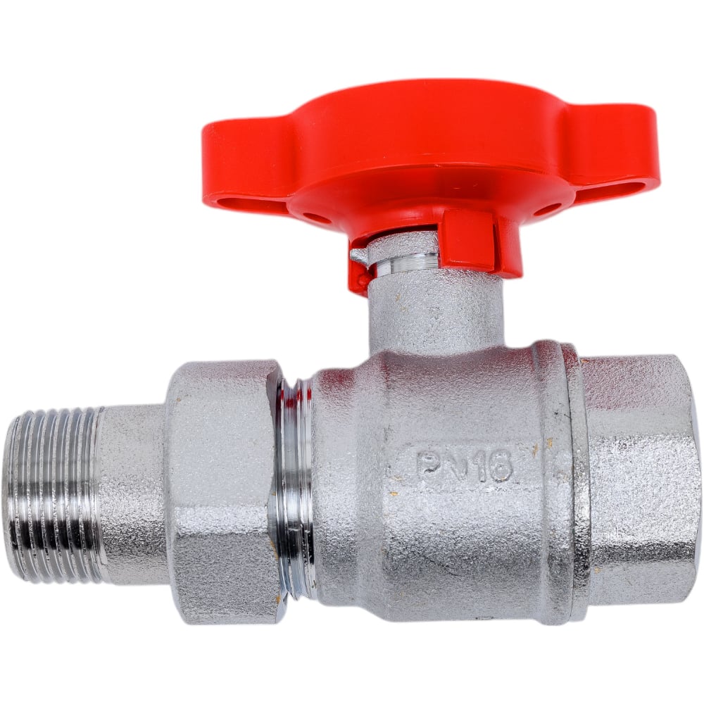 Шаровой кран FARс американкой, хром, 3/4", красная ручка FS 3052 34R ...