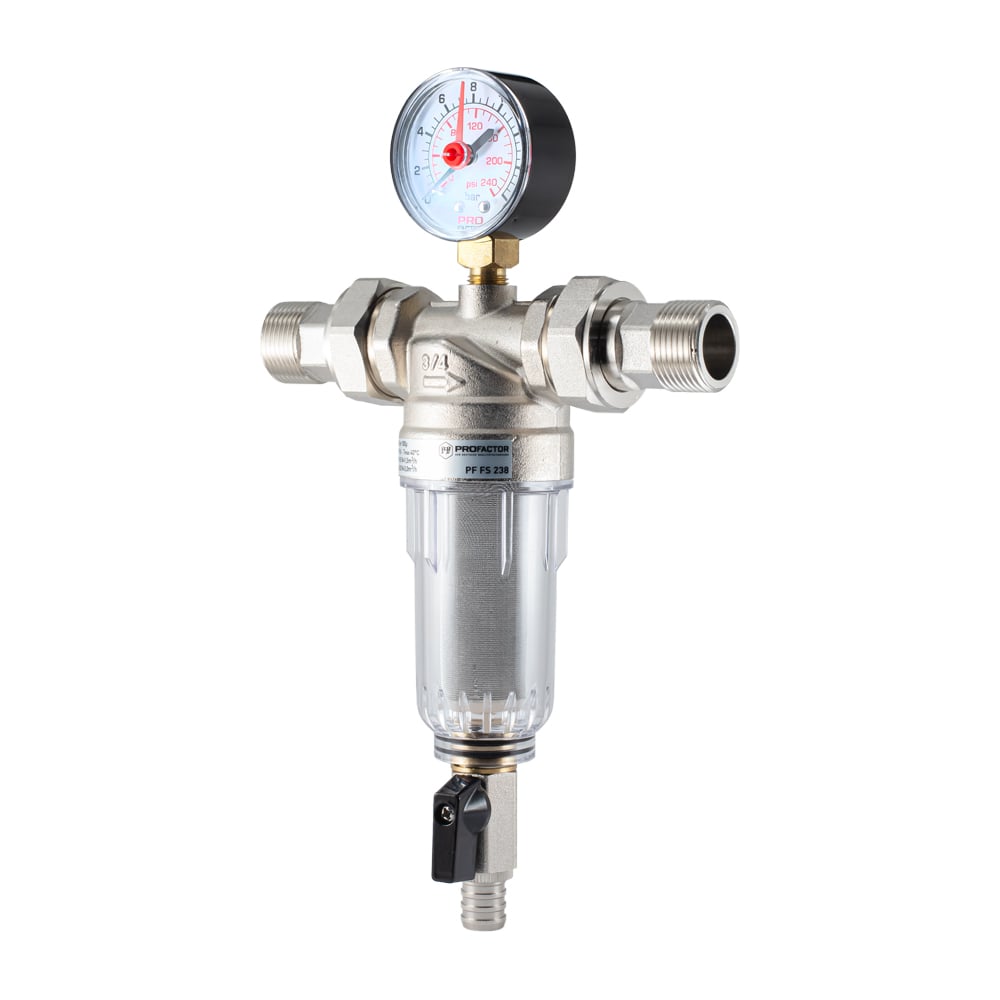 Фильтр промывной с манометром для холодной воды PROFACTOR 3/4" PF FS ...