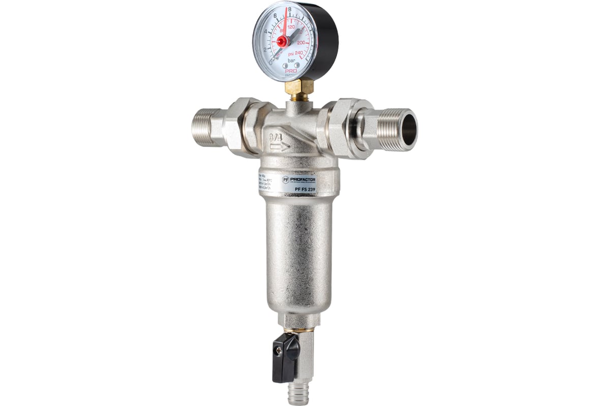 Фильтр промывной с манометром для горячей воды PROFACTOR 3/4" PF FS 239 ...