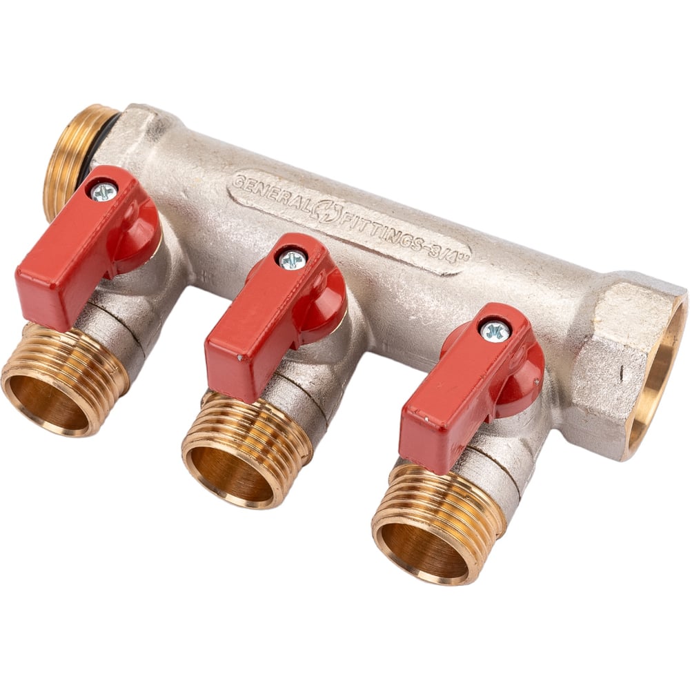 Коллектор с шаровыми кранами STOUT Smb 6210 341203 3/4", 3 отвода 1/2 ...