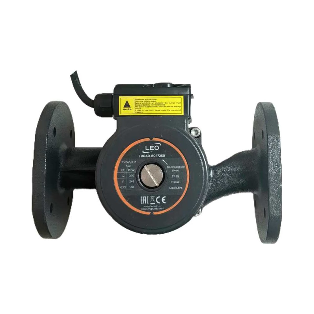 Циркуляционный насос LEO LRP 40-80F/250, 160/245/270 Вт, 220В, Q 65/113/183 лмин, Hmax 5,4/6,7/7 ...