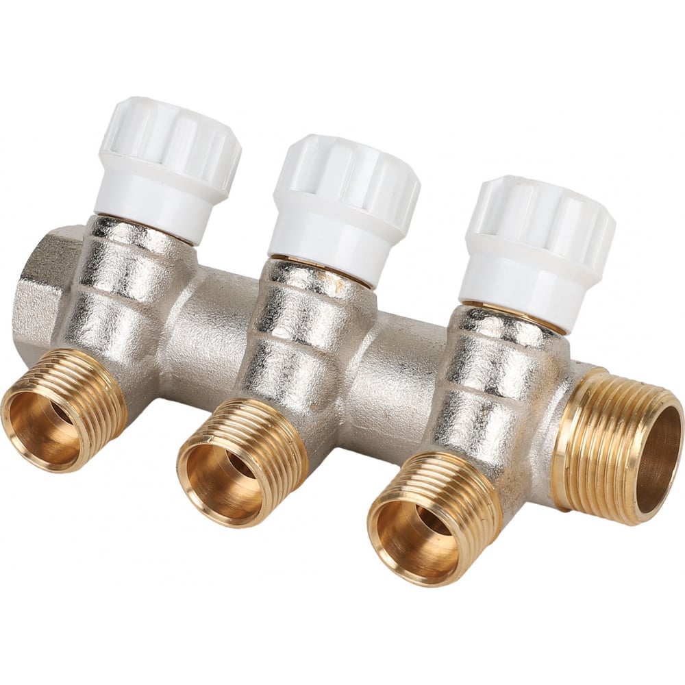 Коллектор MVI латунный с регулирующими вентилями 3/4"x1/2"x3 выхода MM ...