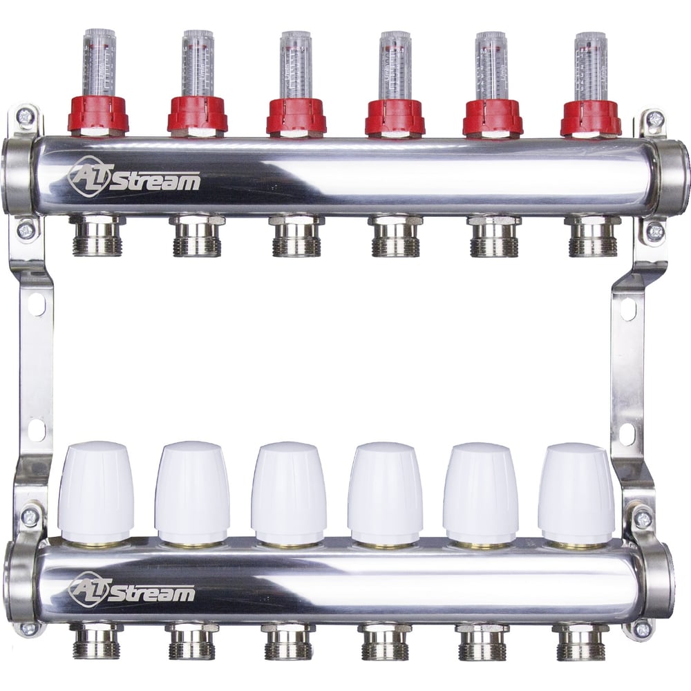Коллекторная группа с расходомерами Altstream нержавеющая сталь 1"x3/4 ...