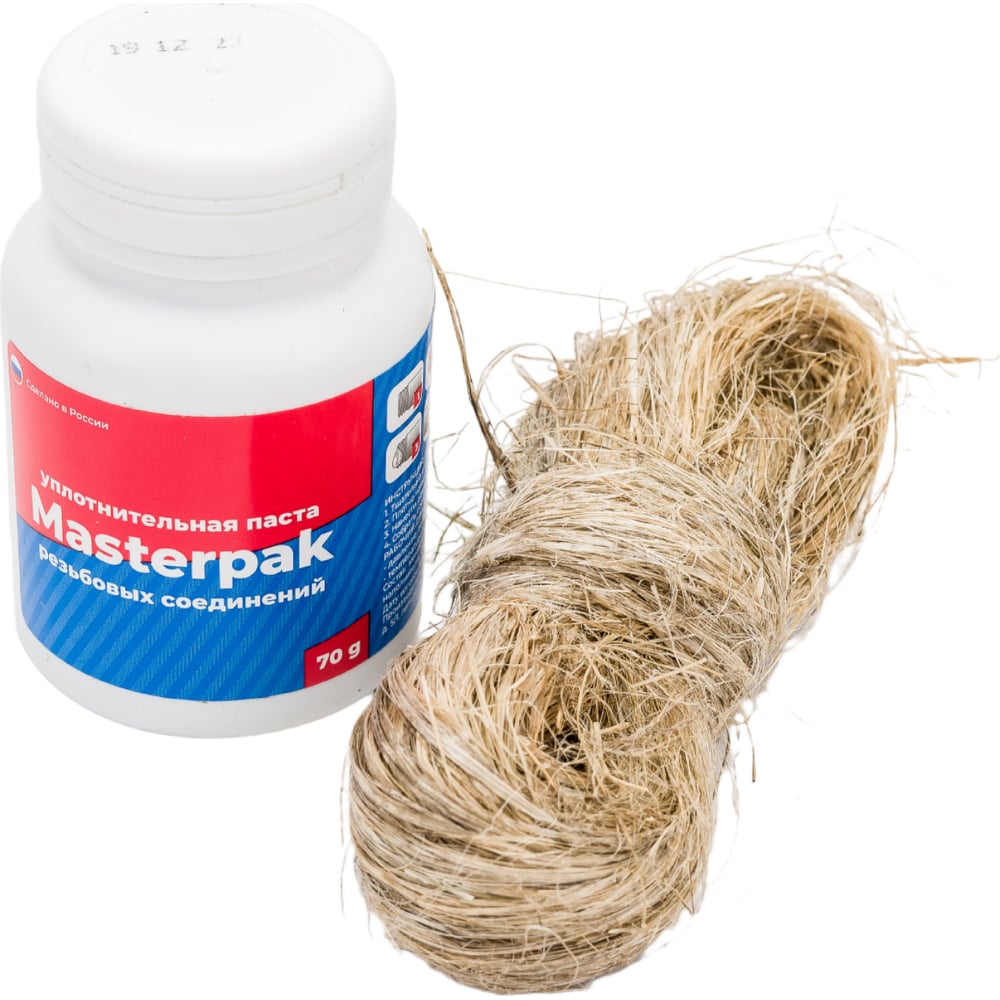 Комплект паста уплотнительная+лен MasterProf H2O вода, пар 70 г + лен 14 г ИС.130209 - выгодная ...