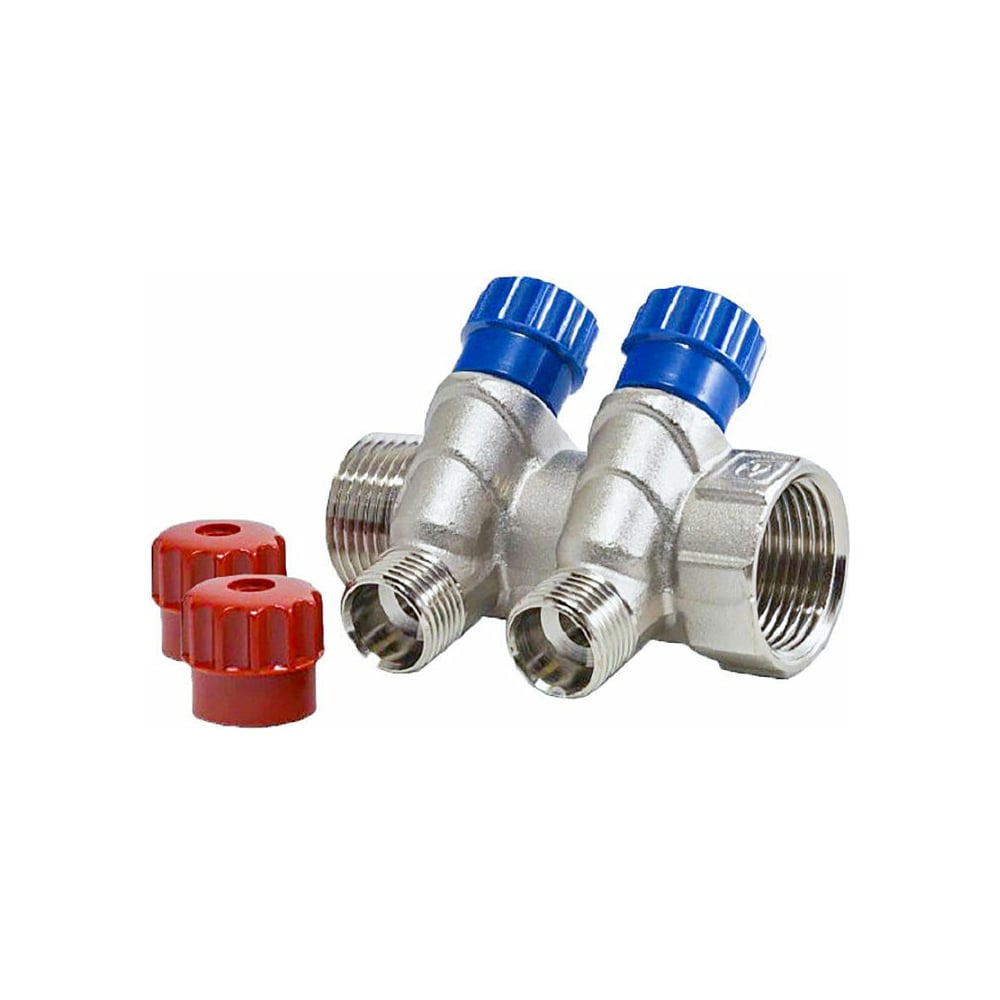 Коллектор с вентилем Valtec 2 выхода 3/4х 1/2 НР, никель VTc.560.N.0502 74965 - выгодная цена ...