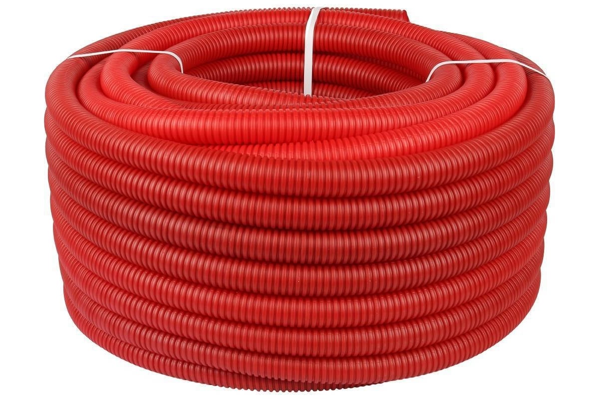 Гофрированная пнд труба STOUT цвет красный, наружный диаметр 35 мм, для ...