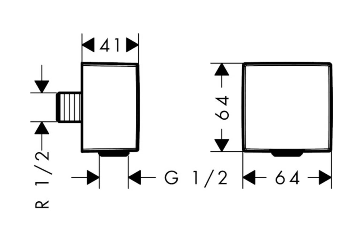 Шланговое подсоединение HANSGROHE 26455000 Fixfit Square 00000039849 ...