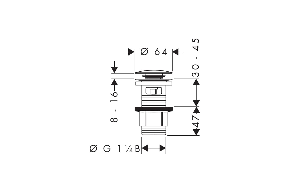 Сливной набор HANSGROHE 50105000 Push-open для раковины 00000035843 ...