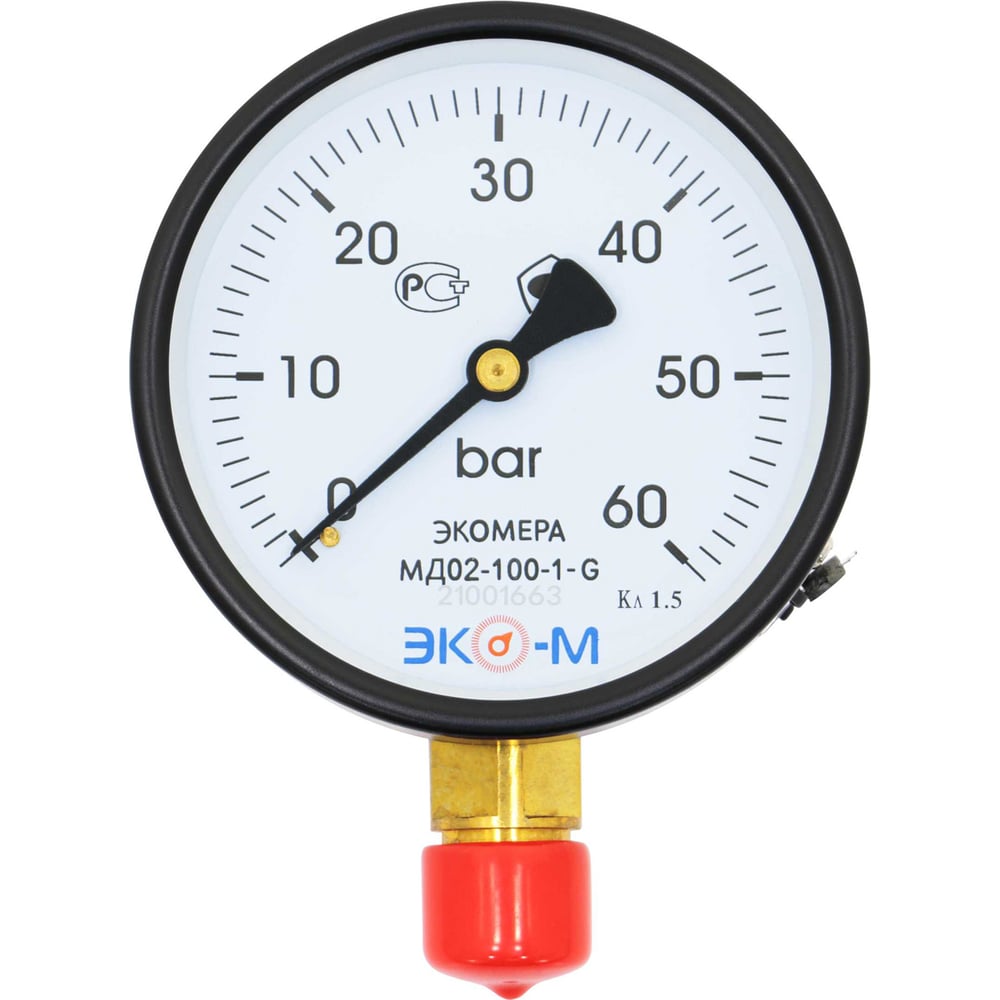 Манометр экомера ЭКО-М мд02-100мм, 0..60бар, g1/2, МД02-100-G-60 ...
