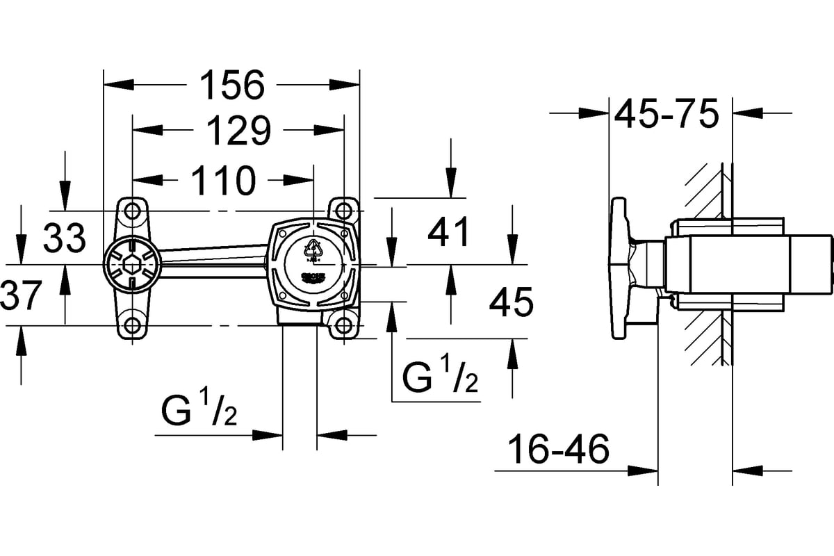 Смеситель для раковины Grohe на 2 отверстия, встроенный механизм ...