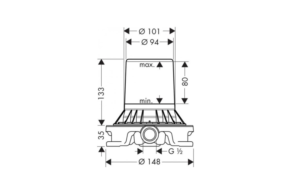 Скрытая часть смесителя для ванны Hansgrohe 10452180 00017623 ...
