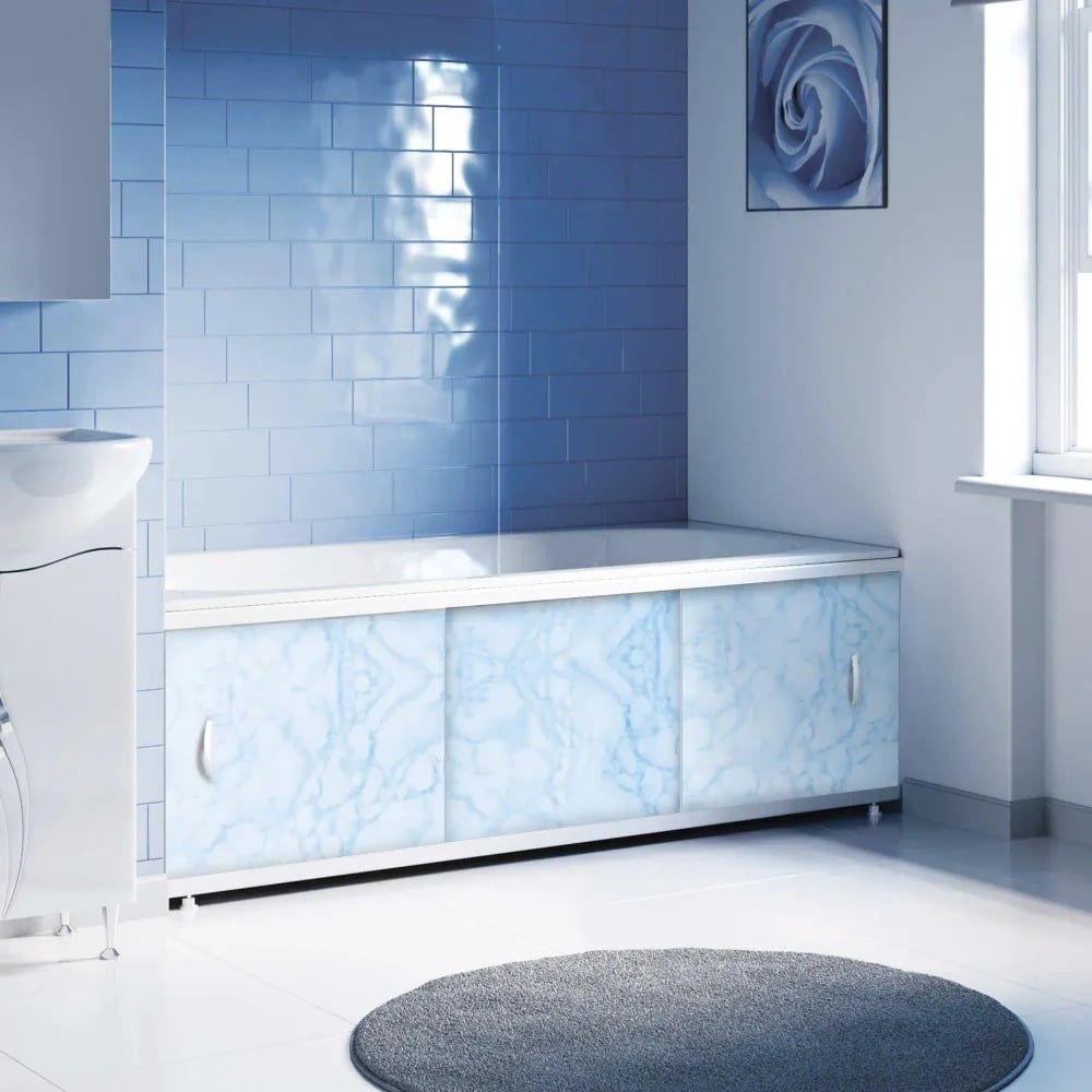 Экран пластиковый под ванну Alavann Elegant 170 см, голубой мрамор ...