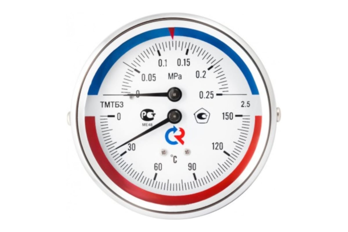 Термоманометр РОСМА ТМТБ-41Т.1 (0-120С) (0-1.6MПa) ДК100 L=46, G1/2 ...